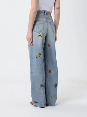 Fiorucci Printed Denim Wide Leg Jeans - Blue