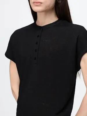 KANGRA Crewneck Short-sleeved T-shirt In Pure Linen - Black