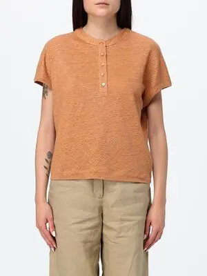 KANGRA Crewneck Short-sleeved T-shirt In Pure Linen - Brown