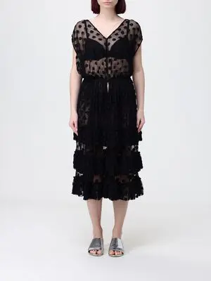 Dries Van Noten Polka Dot Cotton Blend Midi Dress - Black