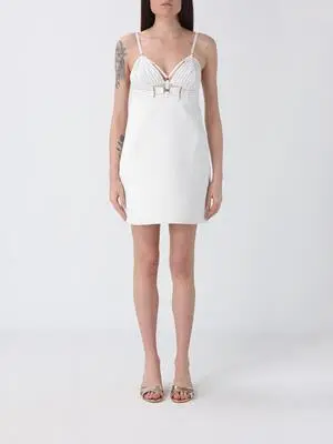 Elisabetta Franchi Duchesse Mini Dress With Elasticated Bands - Ivory