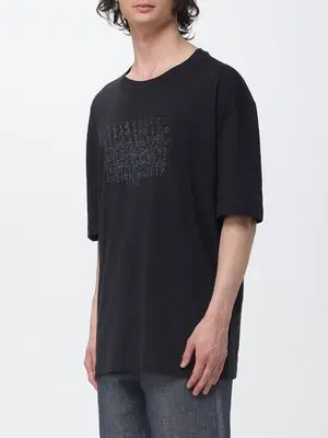 MAISON MARGIELA Embroidered Logo Cotton T-shirt - Black