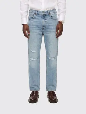 7 For All Mankind Straight Jeans In Distressed Denim - Blue