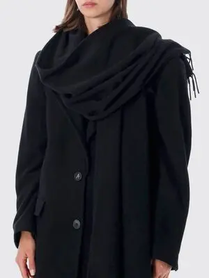 Attico Long Single-breasted Wool And Cashmere Coat With Fringes And Shawl Collar