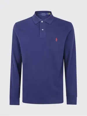 Polo Ralph Lauren Long-sleeved Slim Fit Cotton Polo Shirt - Blue