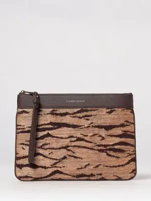 Elisabetta Franchi Animal Print Canvas Pouch - Camel