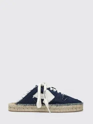 Off-White Arrow Cotton Denim Espadrille Clogs With Logo And Jute Sole - Blue