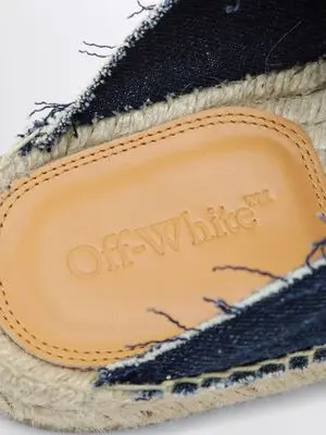 Off-White Arrow Cotton Denim Espadrille Clogs With Logo And Jute Sole