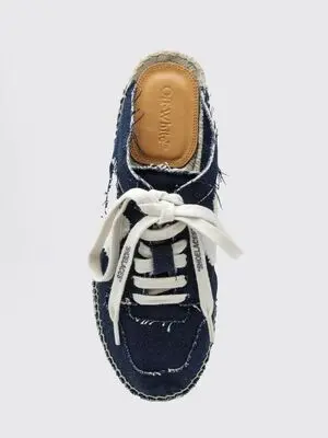 Off-White Arrow Cotton Denim Espadrille Clogs With Logo And Jute Sole