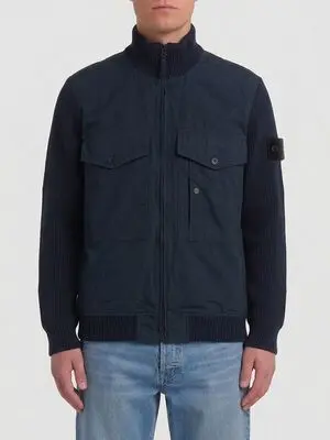 Stone Island Cotton And Wool Bomber - Navy