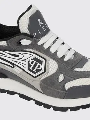 Philipp Plein Leather And Mesh Sneakers - Grey