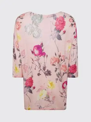 IN BED WITH YOU Floral Linen & Viscose Blend Crewneck Sweater
