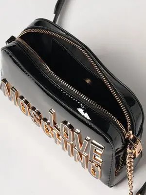 Moschino Patent Leather Bag With Logo - Black