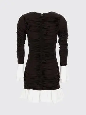 ROTATE BY BIRGER CHRISTENSEN Ruched Long Sleeve Mini Dress With Ruffled Hem And Cuffs