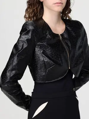 Elisabetta Franchi Cropped Fit Jacket In Synthetic Leather