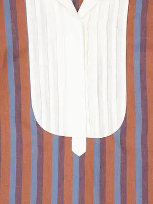 PAULA Linen Striped Shirt - Blue