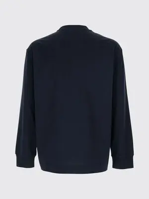 Emporio Armani Long-sleeved Cotton T-shirt With Eagle Logo - Blue
