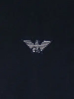 Emporio Armani Long-sleeved Cotton T-shirt With Eagle Logo - Blue