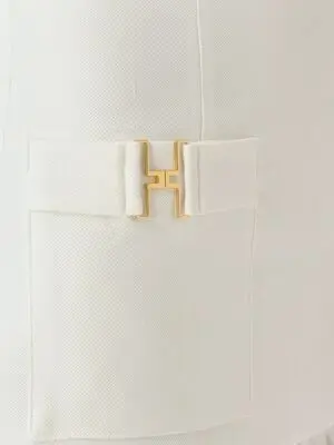 Elisabetta Franchi Mini Skirt In Linen Blend - Ivory