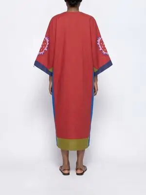 PAULA Midi Caftan Dress With Ethnic And Abstract Print