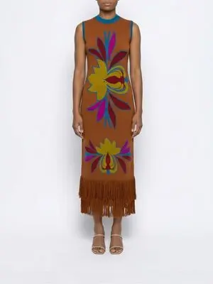 PAULA Vitoria Sleeveless Knit Midi Dress With Fringed Hem