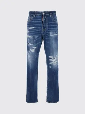 Dsquared2 642 Straight Fit Distressed Denim Five-pocket Jeans
