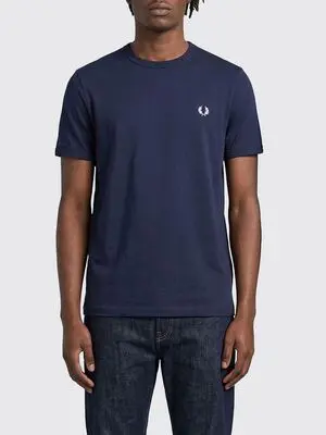 Fred Perry Cotton T-shirt With Embroidered Logo - Blue