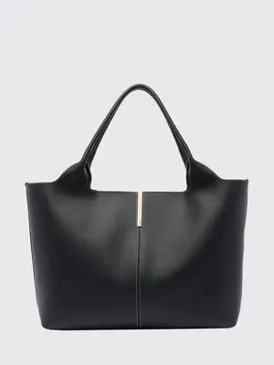TOD'S Smooth Calfskin Shopping Bag With Double Handle And Logo - Black