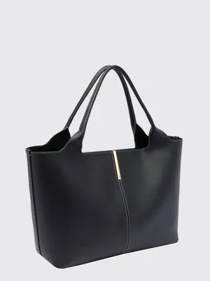 TOD'S Smooth Calfskin Shopping Bag With Double Handle And Logo - Black