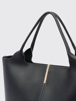 TOD'S Smooth Calfskin Shopping Bag With Double Handle And Logo - Black