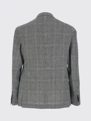 Tagliatore Prince Of Wales Check Linen And Cotton Single-breasted Blazer - Grey