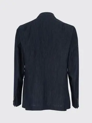 Tagliatore Double-breasted Cotton Blazer With Classic Lapels And Back Vent