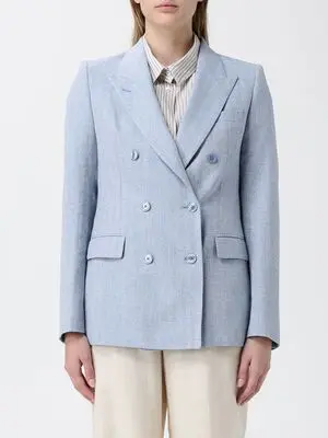 Tagliatore Double-breasted Cotton And Silk Blend Blazer - Blue