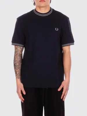 Fred Perry Cotton T-shirt With Logo - Blue