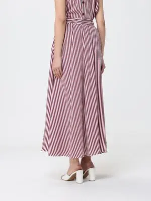 HANITA Striped Viscose Circle Skirt - Red