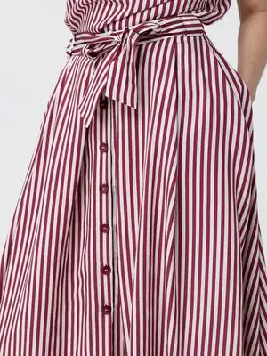 HANITA Striped Viscose Circle Skirt - Red