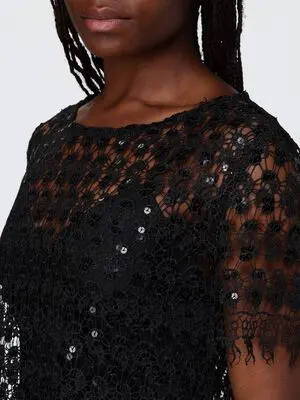 H COUTURE Macramé Lace Sequin Mini Dress