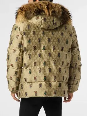 Philipp Plein Jacquard Silk Blend Canvas Monogram Down Jacket