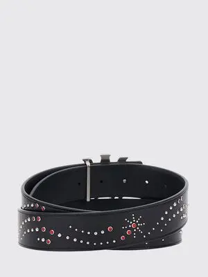 Amiri Studded Leather Belt With Enamelled Monogram Buckle