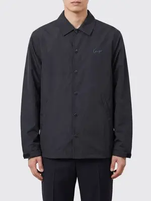 Kenzo Waterproof Technical Fabric Shirt Jacket With Logo - Black