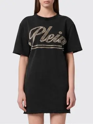 Philipp Plein Cotton Crew-neck T-shirt With Rhinestone Logo - Black