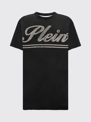 Philipp Plein Cotton Crewneck T-shirt With Rhinestone Logo - Black