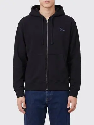Kenzo Zip-up Cotton Hooded Sweatshirt With Contrast Logo
