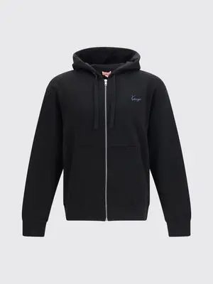 Kenzo Zip-up Cotton Hooded Sweatshirt With Contrast Logo