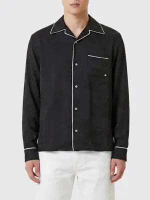 Amiri Pajama-style Satin Shirt With Cuban Collar And Long Sleeves - Black