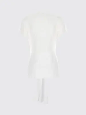 TOTEME Long Cotton Crewneck T-shirt With Tie-waist Sash Belt - White