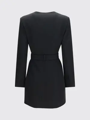 Balmain Merino Wool Wrap Blazer Mini Dress With Padded Shoulders