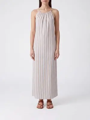SEMICOUTURE Maxi Dress With Stripes - Nude