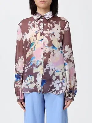 HANITA Printed Recycled Fabric Shirt - Ebony