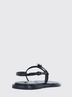 TOTEME Leather Thong Sandals With Low Heel And Ankle Strap